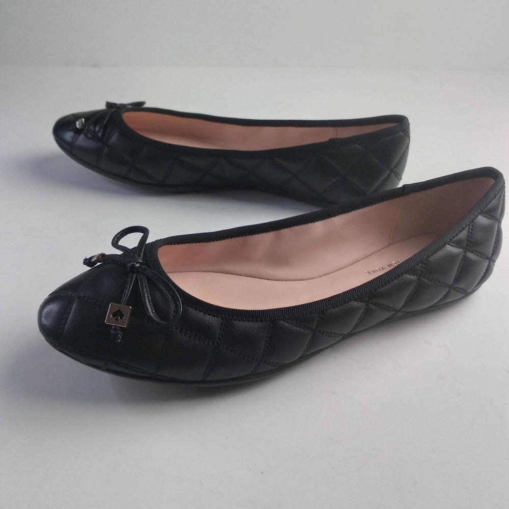 Kate Spade Paris Ballet Black Leather Quilted Pattern… - Gem